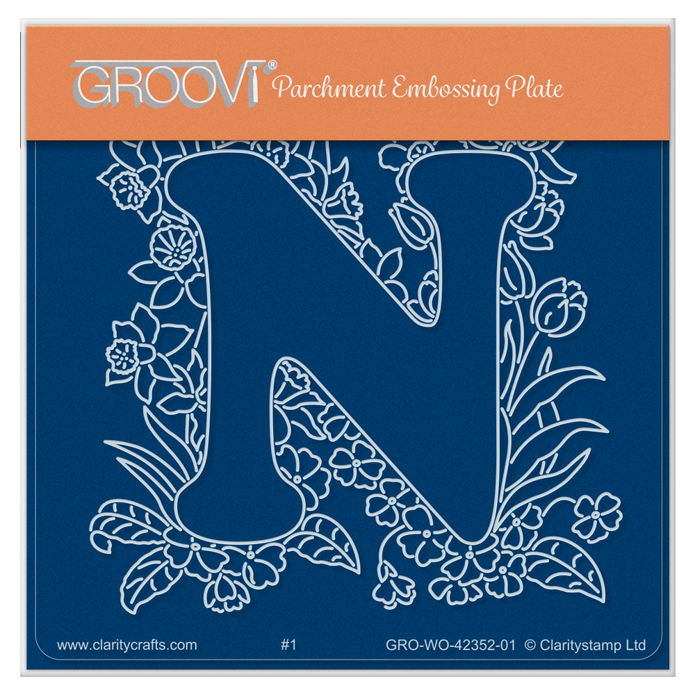 Linda's Floral Alphabet - Letter N A6 Square Groovi Plate – Pergamano