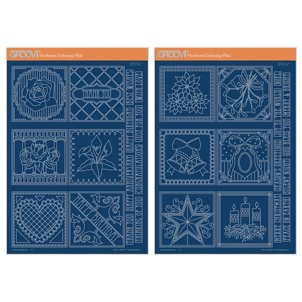 Jazz's Rosie & Festive Sampler A4 Groovi Plate Duo – Pergamano